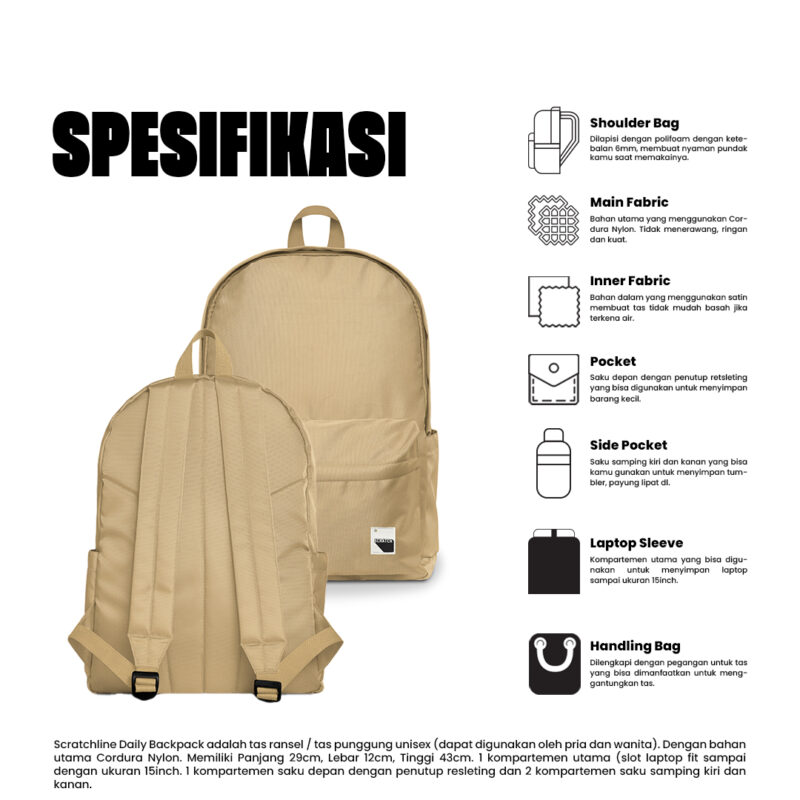Daily Backpack – Cream – Scratchline